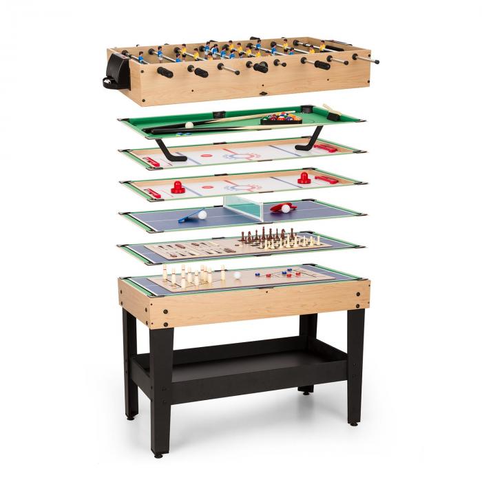 oneConcept Game-Star Game Table with 15 Games Multigame Storage Tray MDF