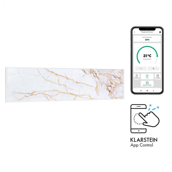 Klarstein Wonderwall Air Art Smart Infrared Heater 120x30cm 350W Marble ...